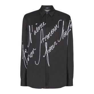Balmain Chemise ample avec broderie Love Letter - Homme - Chemises - Noir - Taille: XS