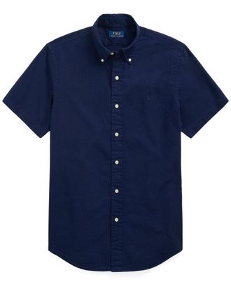 Ralph Lauren Seersucker Kurzarmhemd mit Logo-Stickerei, Custom Fit in