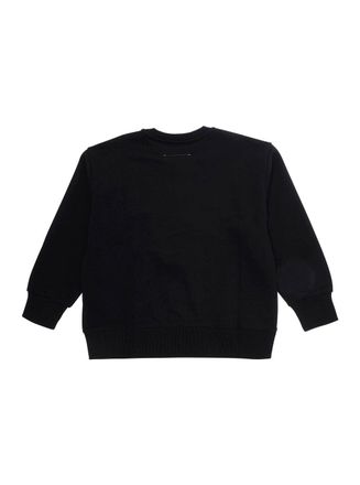 Maison Margiela Boys Cotton Round Neck Sweatshirt Black Hoods & Sweatshirts