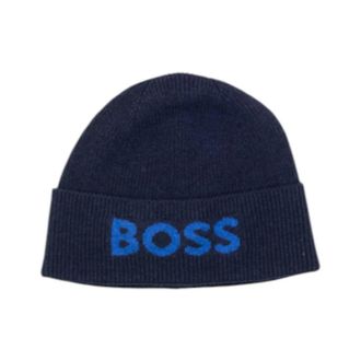 HUGO BOSS Printmuster M&uuml;tzen aus Wollmischung - - Accessories - Herren - Blau - ONE SIZE