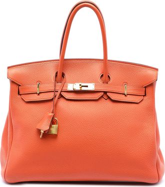 Herm&egrave;s Orange Clemence Birkin Retourne 35
