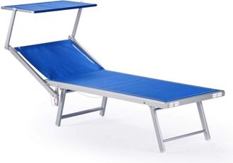 Mobili Rebecca Rebecca Mobili Chaiselongue Bleu Aluminium Textil&egrave;ne Balcon Plage 38x186x61