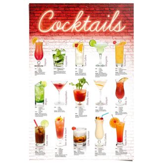 Reinders Poster, Cocktails - german, K&uuml;che, Poster, Wanddeko, Room Decor, 150 gr. gl&auml;nzend Bilderdruckpapier, Mehrfarbig, 91,5 x 61