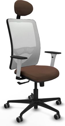 Piqueras y Crespo Ergonomischer Stuhl Zulema mit wei&szlig;en und schwarzen Armlehnen, h&ouml;henverstellbare Lendenwirbelst&uuml;tze und festes Kopfteil, ausgestattet mit 3 Positionen