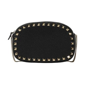 Valentino Garavani Femme, Sacs, Noir, Taille: ONE Size Petit sac bandouli&egrave;re ovale avec garniture clout&eacute;e et bandouli&egrave;re cha&icirc;ne