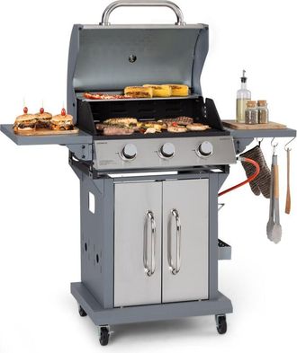 Klarstein Klarstein - Barbecue Gaz Camping avec 3 Br&ucirc;leurs &agrave; Gaz, Plancha au Gaz de 10800W, Gril &agrave; Gaz en Acier Inoxydable, bbq Feu a Gaz, Plancha Gaz Inox