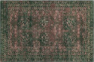 Loberon Teppich Incantaro - Hochwertiger Druck im Aztekenmuster - Weiche Haptik - Ethno-Chic - 200x300 cm - Wohntextilien - Wohnaccessoires - Baumwolle, grün