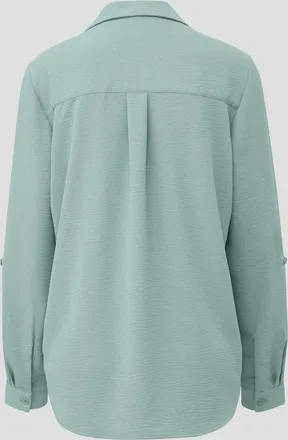 QS by s.Oliver Langarmbluse Bluse Cr&ecirc;pebluse mit Turn-up-&Auml;rmel