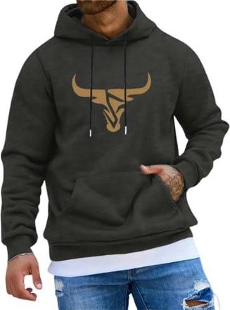 Generic Sweat a Capuche Homme Sweatshirt Hooded Hoodie Homme Graphique T&ecirc;te de Taureau, Sweatshirt Confortable avec Cordon de Serrage pour Port Quotidien