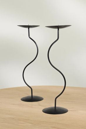 Fourth Street Dancing Duo Set Aus Zwei Kerzenständern Aus Eisen - Schwarz