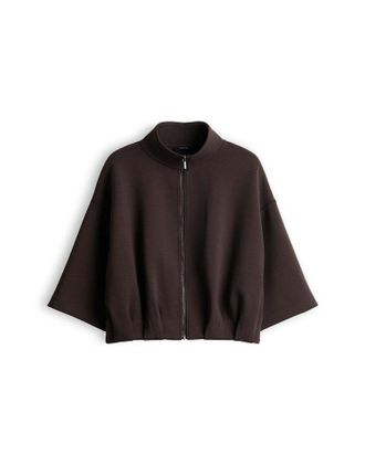 OPUS Sweatjacke aus Scuba mit O-Form Fixierte Falten f&uuml;r moderne Struktur