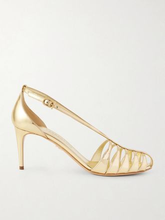 Ferragamo Sandales En Cuir M&eacute;tallis&eacute; Lilie - Dor&eacute;