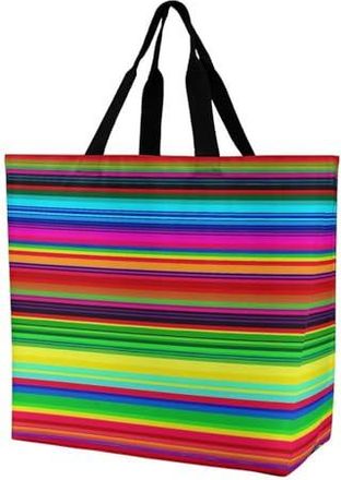 Generic Rayures Mexicaines Color&eacute;es Sac Courses R&eacute;utilisable Tote Bag Grand Sac A Main Femme Pour Gym Shopping Travail