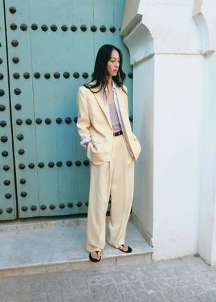 Mango Blazer costume lin jaune - Femme - XXS - MANGO