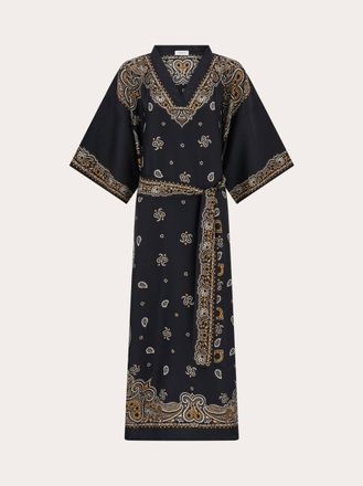 Ferragamo Damen Kaftan mit Arabesque-Print Schwarz