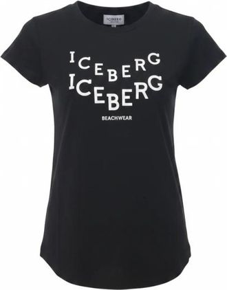 Iceberg Beachwear T-Shirt Logo - - Tops - Damen - Schwarzk - S