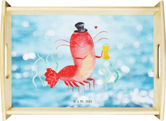 Mr. & Mrs. Panda Tablett Hummer Weizen - Geschenk, Serviertablett, Kneipe, Kochen, Holz, Garnele, Holztablett, Bier, Gasthaus, für Bett, Meer, Wirtschaft