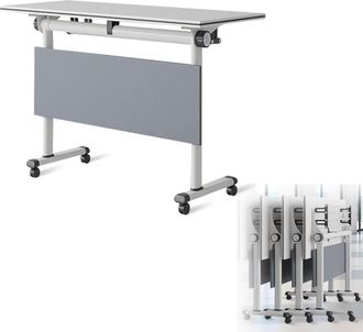 Generic Klappbarer Konferenztisch, Moderner Quadratischer Konferenztisch mit Metallgestell, Klappbarer Besprechungstisch f&uuml;r Gro&szlig;e Gruppen, Tragbarer Klapptis