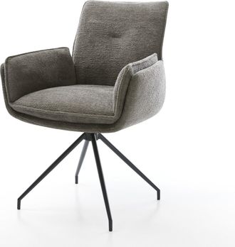 DELIFE Esszimmerstuhl Nela-Flex Boucl&eacute; Soft Schlamm Kreuzgestell konisch Schwarz, Esszimmerst&uuml;hle