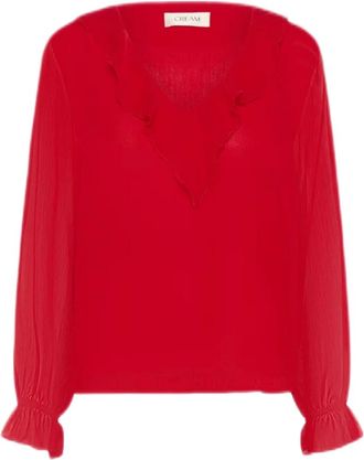 Cream Femme, Blouses et Chemises, Rouge, Taille: 48 FR Flake Bluse