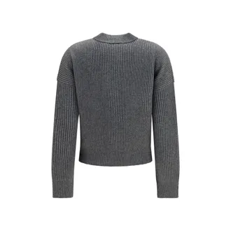 Max Mara Rib-Knit Merino Wool Cardigan - Gray