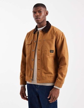 Only & Sons Veste camionneur à col contrastant - Marron profond-Vert