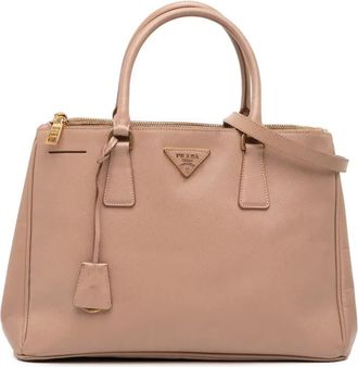 Prada sac à bandoulière Galleria Double Zip médium en cuir Saffiano Lux (2010-2025) - Rose