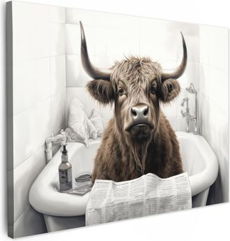 MuchoWow &copy; Wandbilder 40x30 cm Wohnzimmer Wanddeko Schlafzimmer Zimmerdeko Fotowand Zimmer Deko Wand Dekoration Wall Art Schottische Hochlandrind - Highland Co