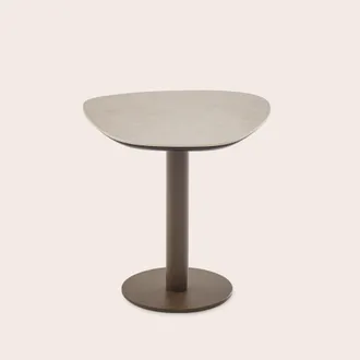 Madura Table DAppoint Ismeria Effet travertin et bronze - ECRU