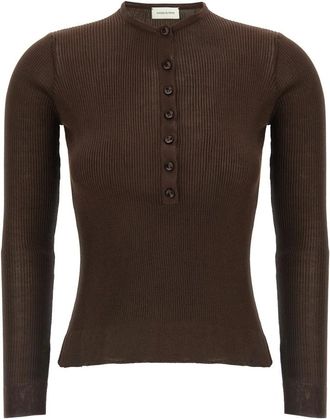 Magda Butrym Femme, Pulls, Brun, Taille: 38 FR Pull en soie c&ocirc;tel&eacute;e 20