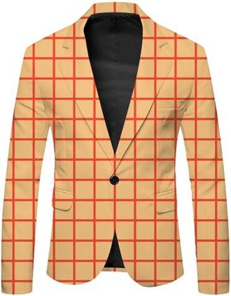 Generic Veste &agrave; carreaux pour homme - Coupe ajust&eacute;e - Moderne - Grand motif &agrave; carreaux - Veste de costume sportive et &eacute;l&eacute;gante - Veste de loisirs pour affaire