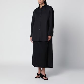 Balenciaga Lange Hemdbluse Train schwarz aus Baumwollseide