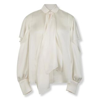 sacai Femme, Blouses et Chemises, Blanc, Taille: 42 FR Satin x Chiffon Shirt