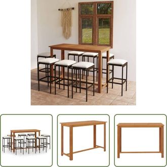 vidaXL vidaXL Gartenbarset - 9-tlg. Gartenbar-Set mit Kissen Braun
