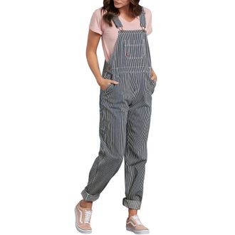 Dickies Damen, Latzhose im legeren Stil mit geradem Bein, RINSED HICKORY STRIPE, XXL