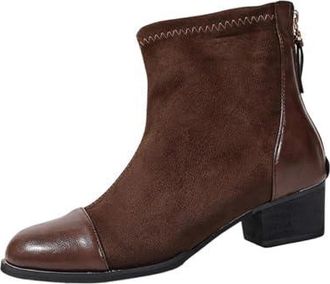Generic Bottines &eacute;paisses confortables pour femme - Couleur unie - Fermeture &eacute;clair dans le dos - Style d&eacute;contract&eacute; et &eacute;l&eacute;gant - Pour le bureau et les f&ecirc;tes, 