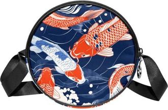 Generic Sac &agrave; bandouli&egrave;re rond rond pour femme, petit sac &agrave; bandouli&egrave;re motif poisson, sac &agrave; dos avec fermeture &eacute;clair, bretelles r&eacute;glables, d&eacute;contract&eacute; pour 