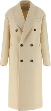 Ami Femme, Manteaux, Beige, Taille: 34 FR Manteau Long Crois&eacute; en Laine