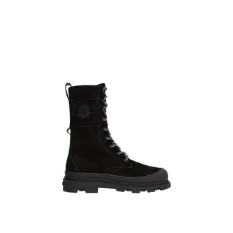 Moncler Moncler Bottes En Daim Et Shearling &Agrave; Lacets Vera High, Femme, Noir, Taille: 36,5
