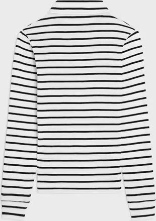 Celine Striped Cotton Polo - White