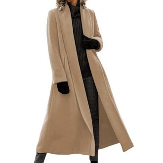 Generic Manteau long dhiver pour femme, trench-coat oversize style caban, v&ecirc;tement dext&eacute;rieur &eacute;l&eacute;gant, kaki, grande taille