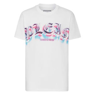 Philipp Plein Homme, Tops, Blanc, Taille: 3XL T-shirt Col Rond SS Gothic Plein