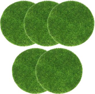 NUOBESTY 5 St&uuml;ck K&uuml;nstliches Moos Rund Realistisch Strukturierte Bastelmatte f&uuml;r Mikro landschaften DIY Dekoration f&uuml;r Zimmerpflanzen Sukkulenten und Gartenlan