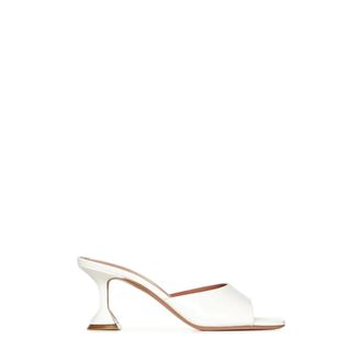 Amina Muaddi Femme, Chaussures, Blanc, Taille: 38 1/2 EU Sandales Blanches avec Talon Sablier