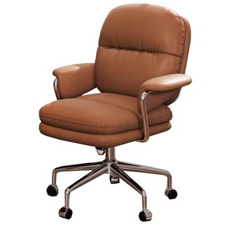 Generic Hochlehner-Schreibtischstuhl,Homeoffice-Stuhl,moderner,h&ouml;henverstellbarer B&uuml;rostuhl Drehrollen,Gaming-Sessel aus Leder Wohnzimmer Schlafzimmer(Braun)