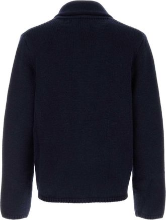 The Row Mens Navy Blue Cashmere And Cotton For Cardigan Darknavy Exterior: Maglie Sweater