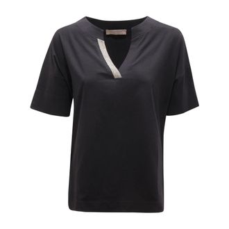 D.exterior 60683 Jersey Cotone Cat Polo - - Tops - Damen - Schwarzk - L