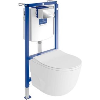 Villeroy & Boch VILLEROY&BOCH WC Set mit Vorwandelement, Wand-WC und Sp&uuml;lknopf