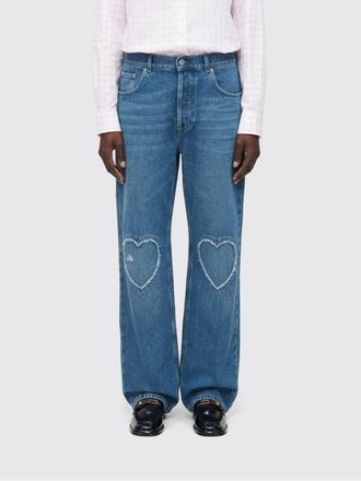 Moschino Weite Denim-Jeans mit applizierten Herzen