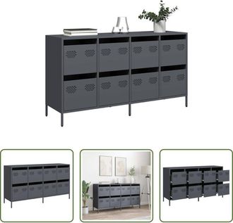 vidaXL vidaXL Metallkommode - Sideboard Anthrazit 135x39x73,5 cm Kaltgewalzter Stahl